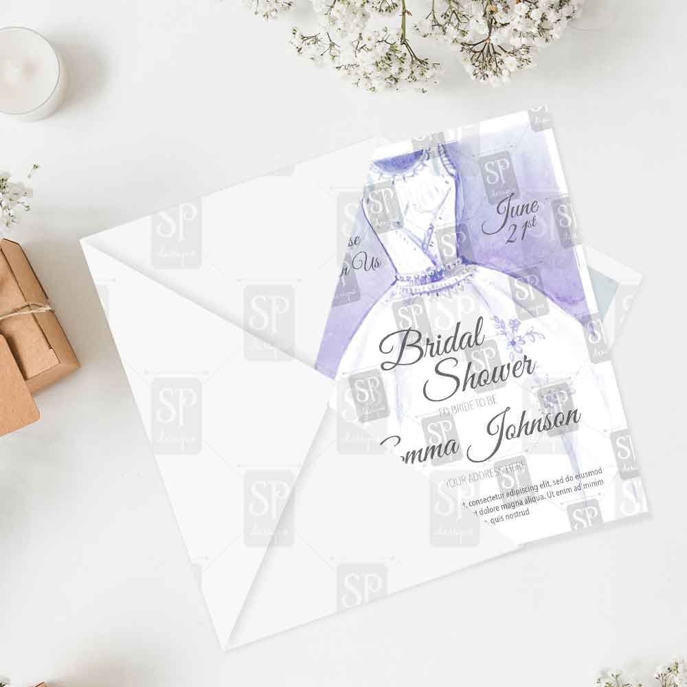 Sketched Bridal Gown Invitation | Sunny Paperie